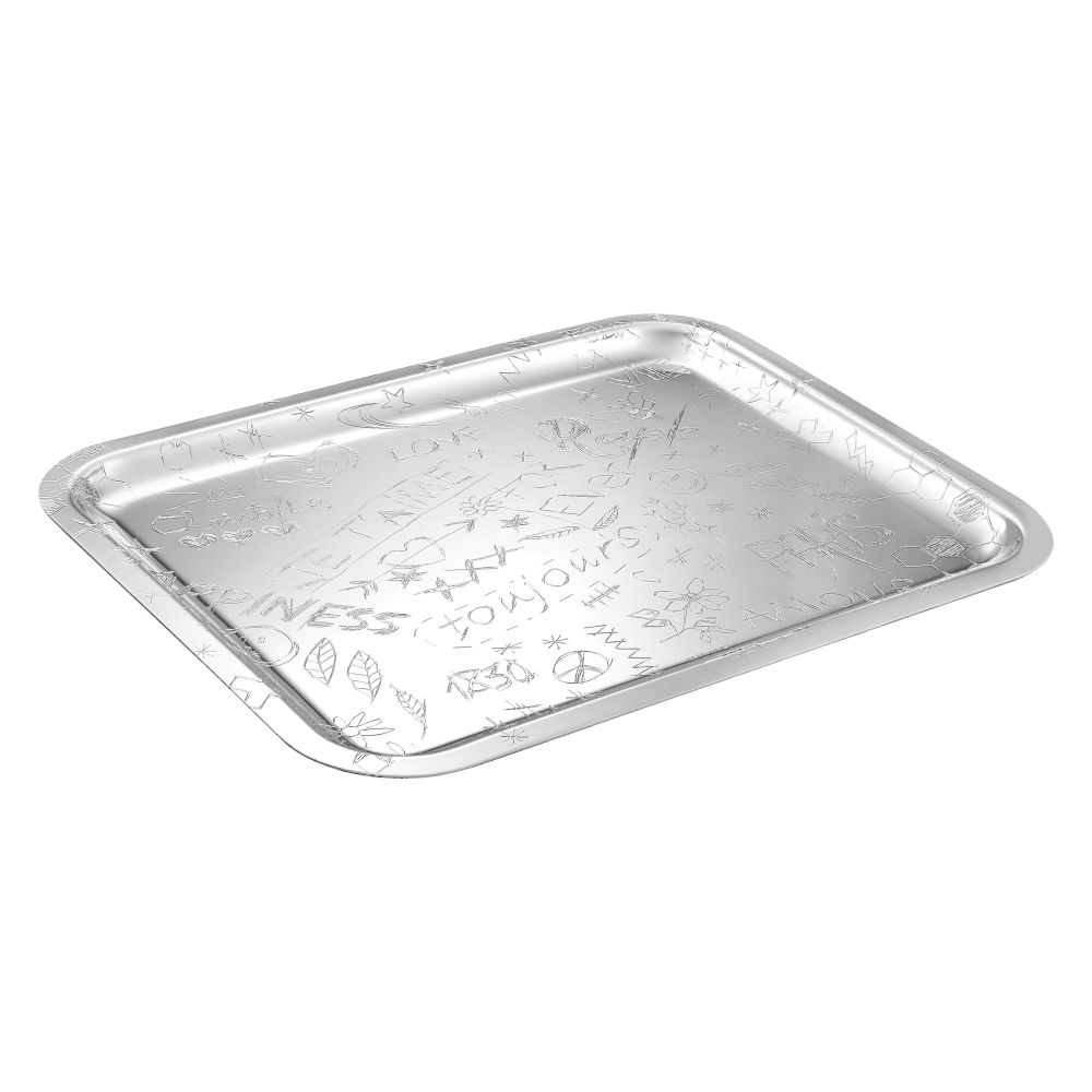 Silver-Plated Rectangular Tray 14 x 11 Graffiti - Christofle